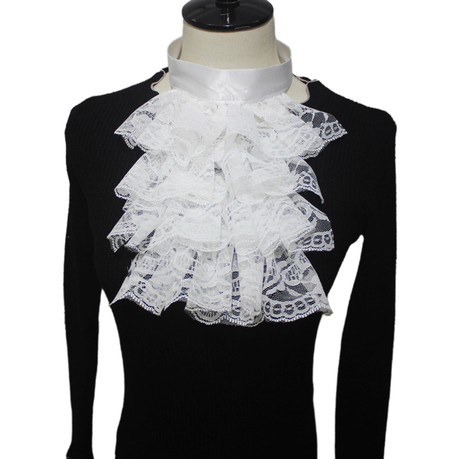 Women Male Medievals Period Detachable Ruffled Jabots Neck Collar Stage ...