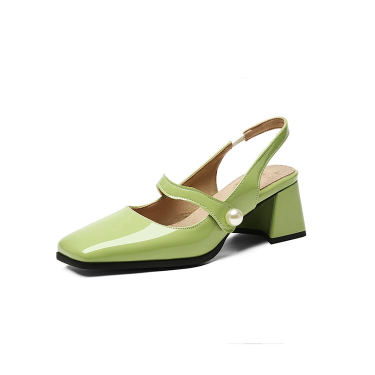 Women Mary Jane Pumps Slingback Square Toe Flare Heels - Walmart.com