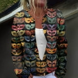 Women Mask Graphic Oversized Sweaters Mardi Gras Retro Cardigan Open ...