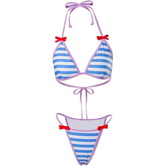 Women Me Me Me Bikini Sexy Triangle Bikini Lingerie Set Striped ...