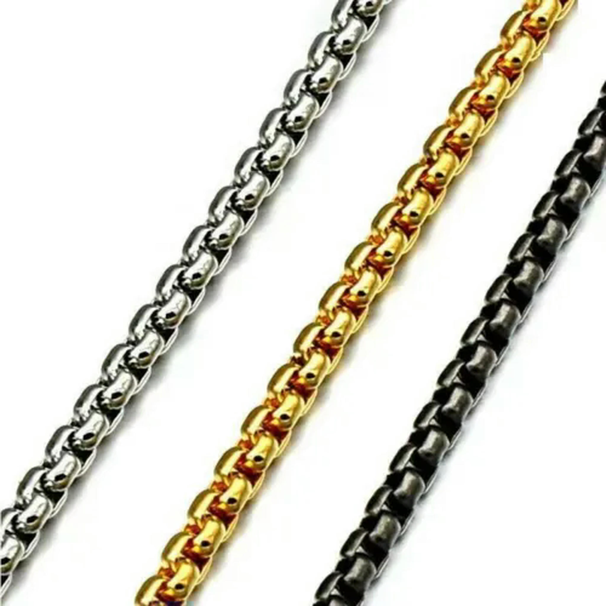 Women Men 1.5-4mm Stainless Steel Gold Plated Square Rolo Chain ...
