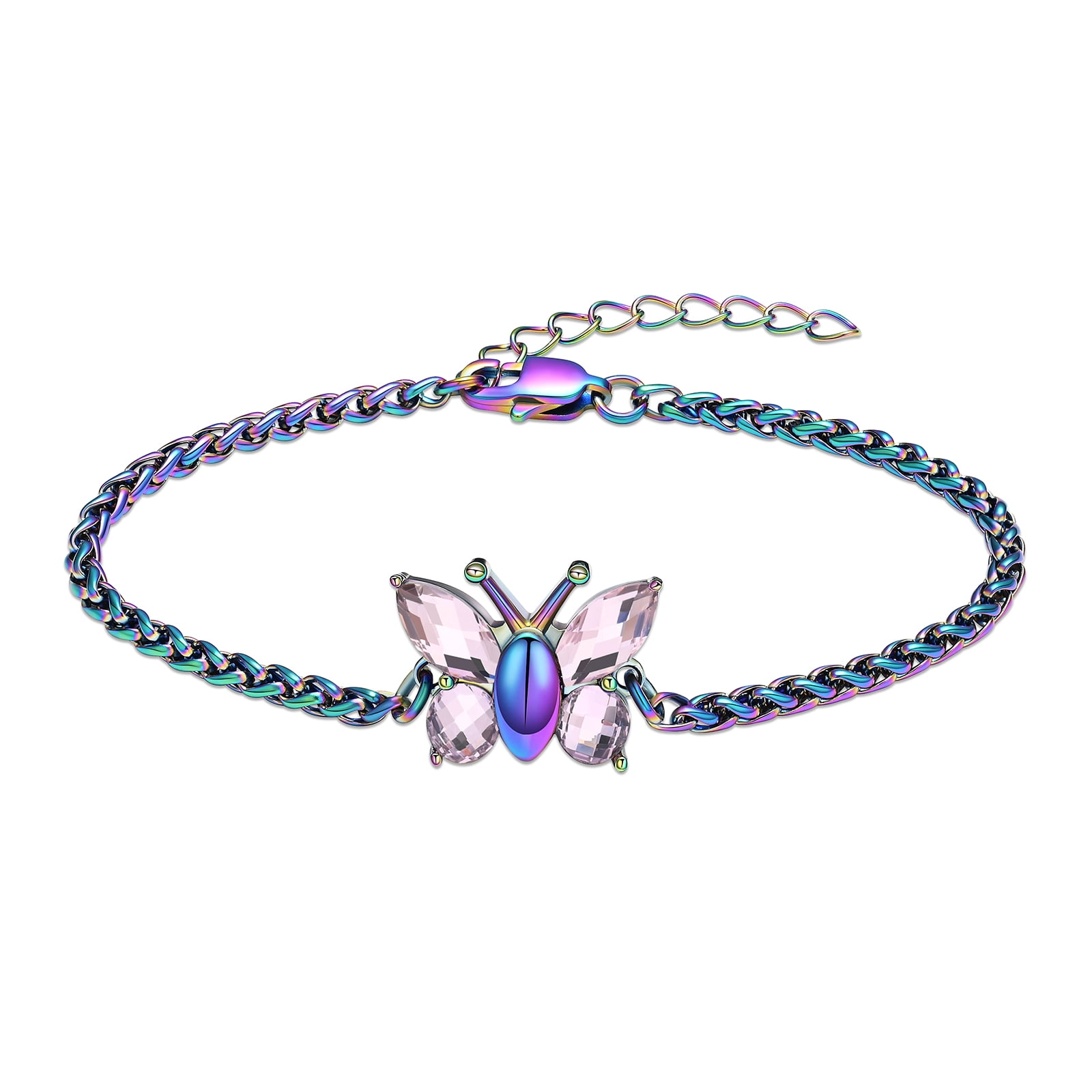 Women Men 20-23cm Adjustable Crystal Butterfly Urn Locket Adjustable ...