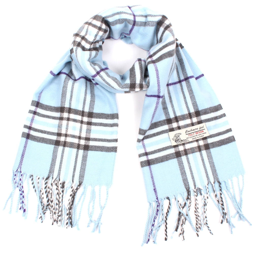 TZ Promise Unisex Soft Plaid Scarf, Hat, Scarf & Glove Set, Blue/White - Walmart.com