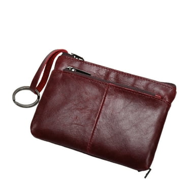 Key Ring Wallet with Leather Pouch: Credit Card Holder and Coin Purse ...