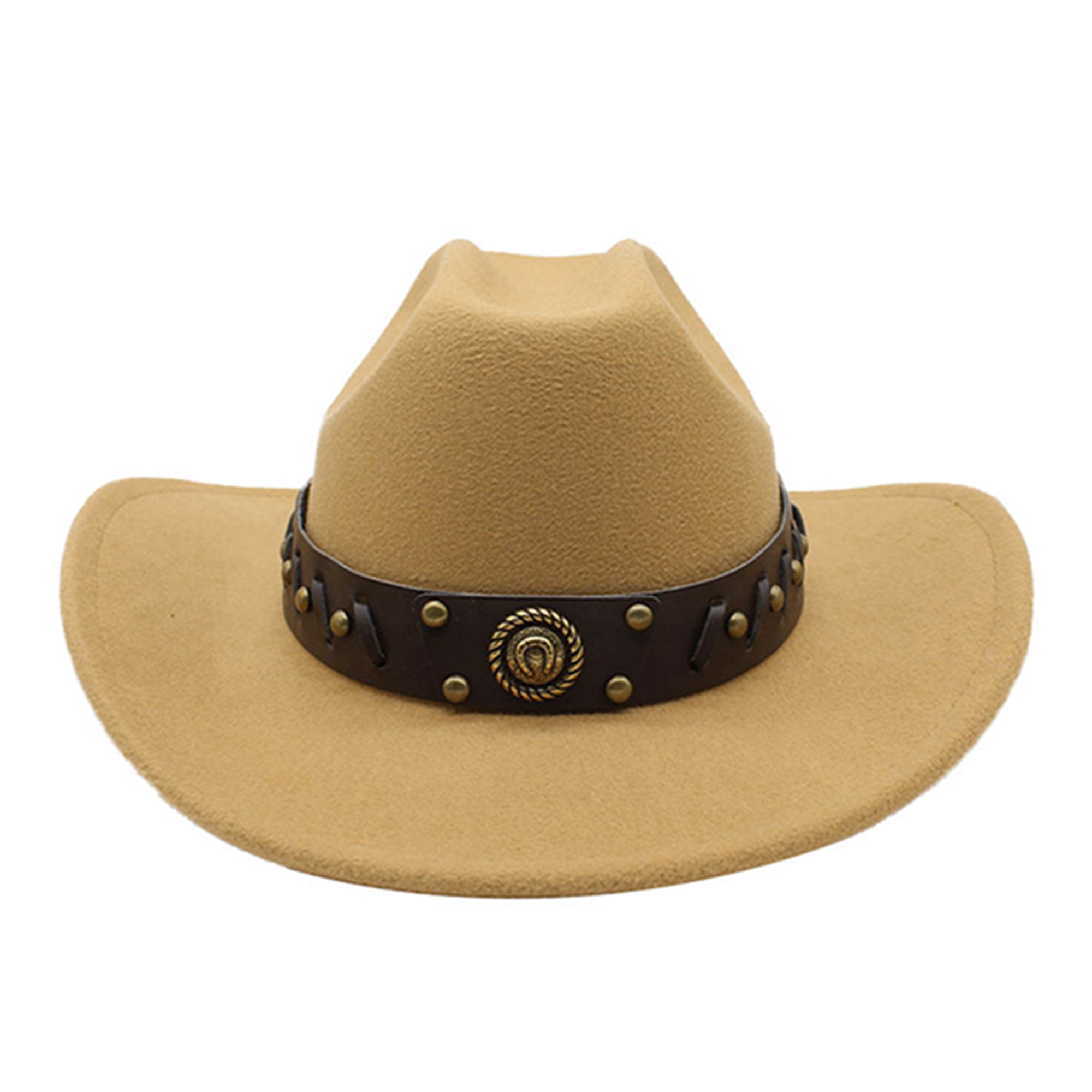 Women Men Cowboy Hat Cow Head Decor Wide Brim Western Cowgirl Cap ...