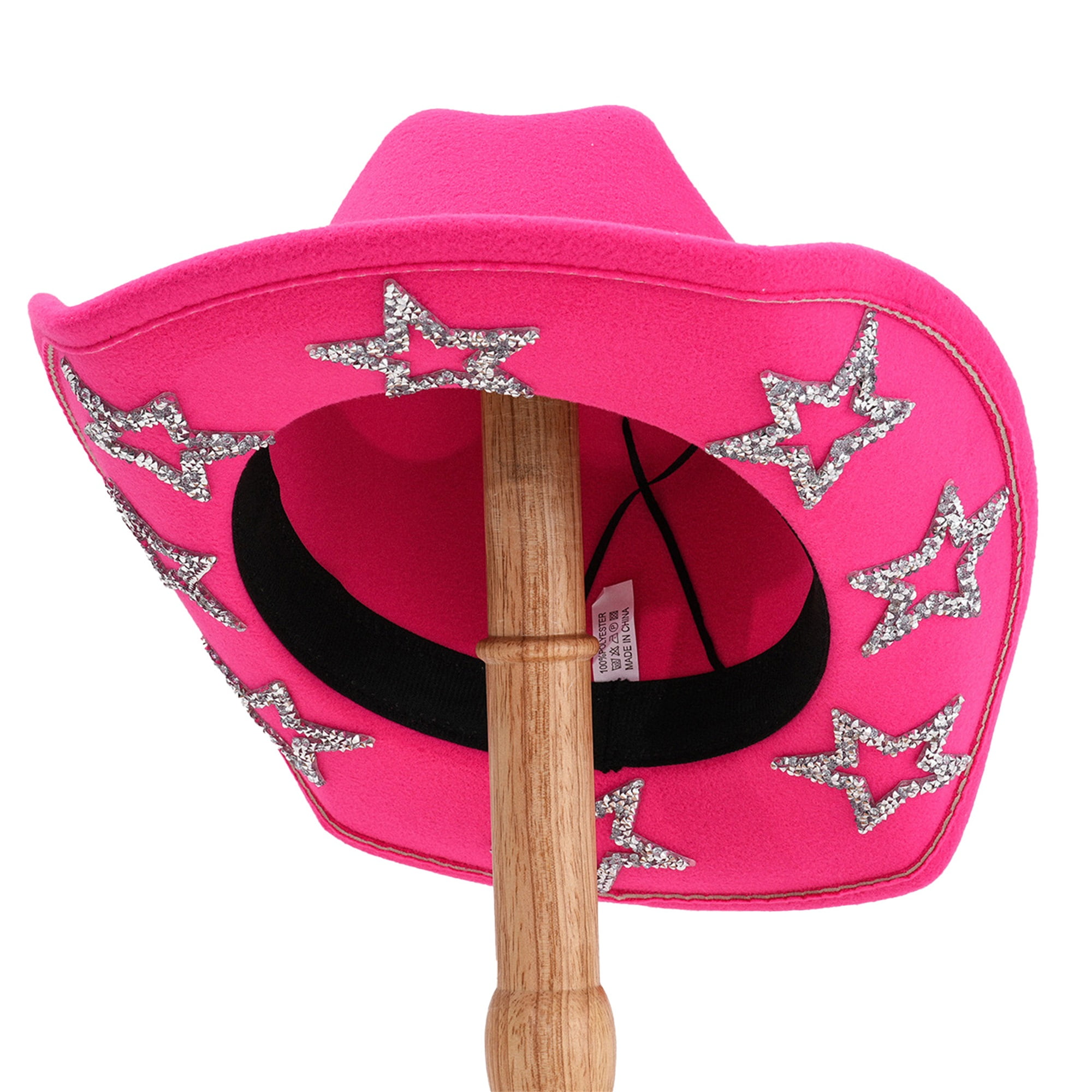 Women Men Cowgirl Cowboy Hat Wide Brim Rhinestone Star Felt Western ...