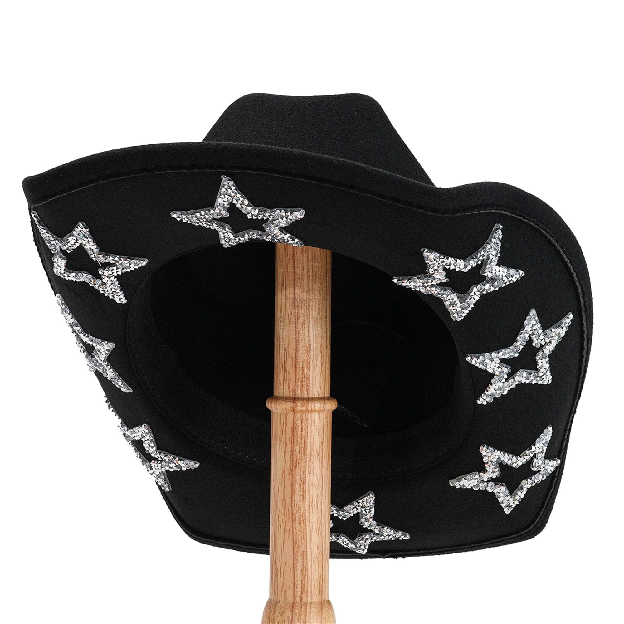 Women Men Cowgirl Cowboy Hat Wide Brim Rhinestone Star Felt Western ...