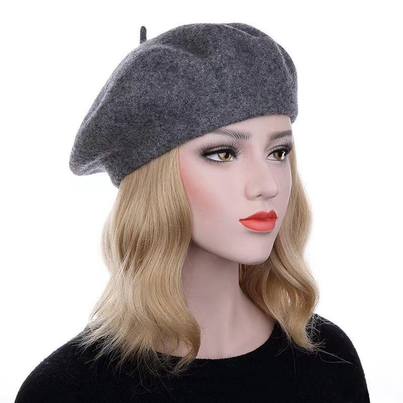Women Men French Beret Hat Solid Artist Hat Wool Adult Beret Spring ...