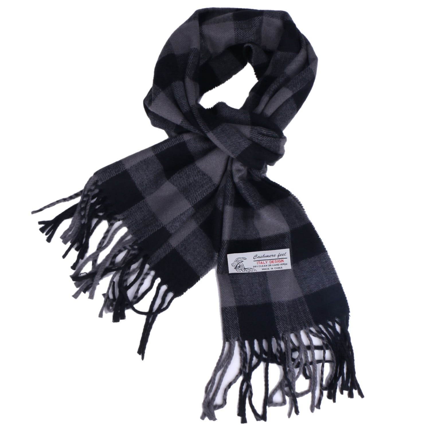 Women Men Gray/Black Buffalo Check Plaid Scarves Classic Warm Soft ...