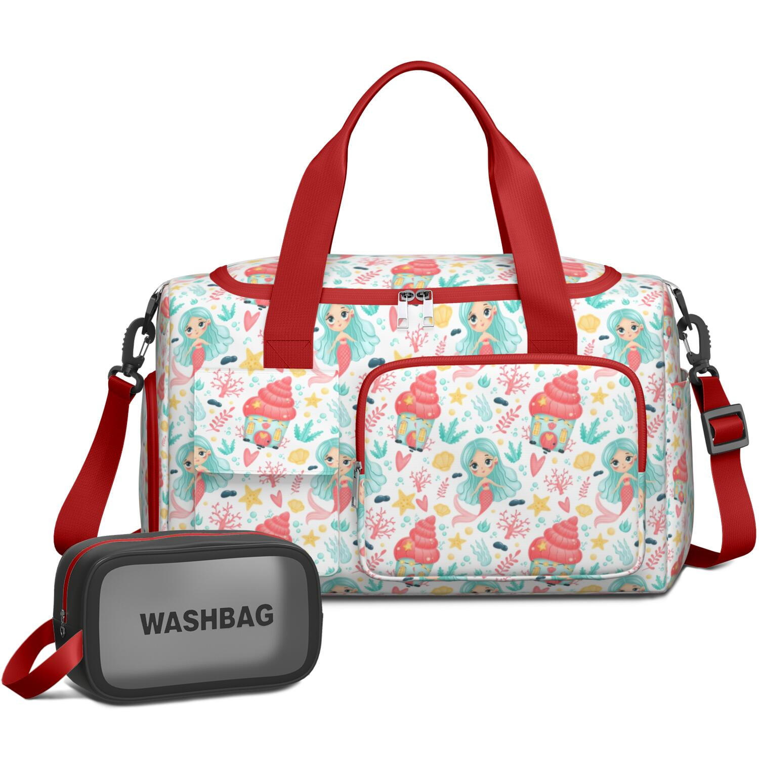 Women Men Gym Bag,Colorful Mermaid Princess Pattern Small Duffle Bag ...
