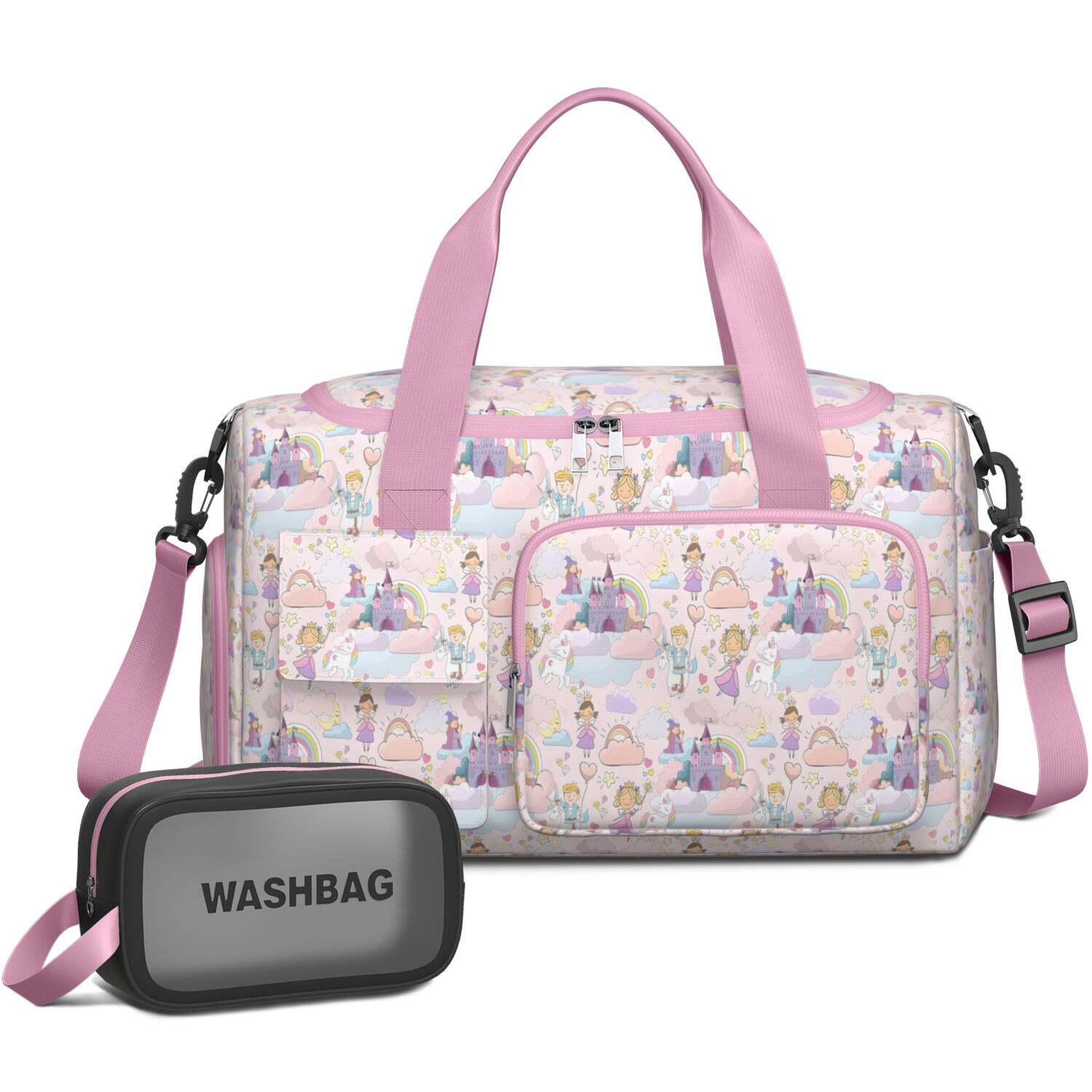 Women Men Gym Bag,Fantasy Princess Castle Pattern Small Duffle Bag ...