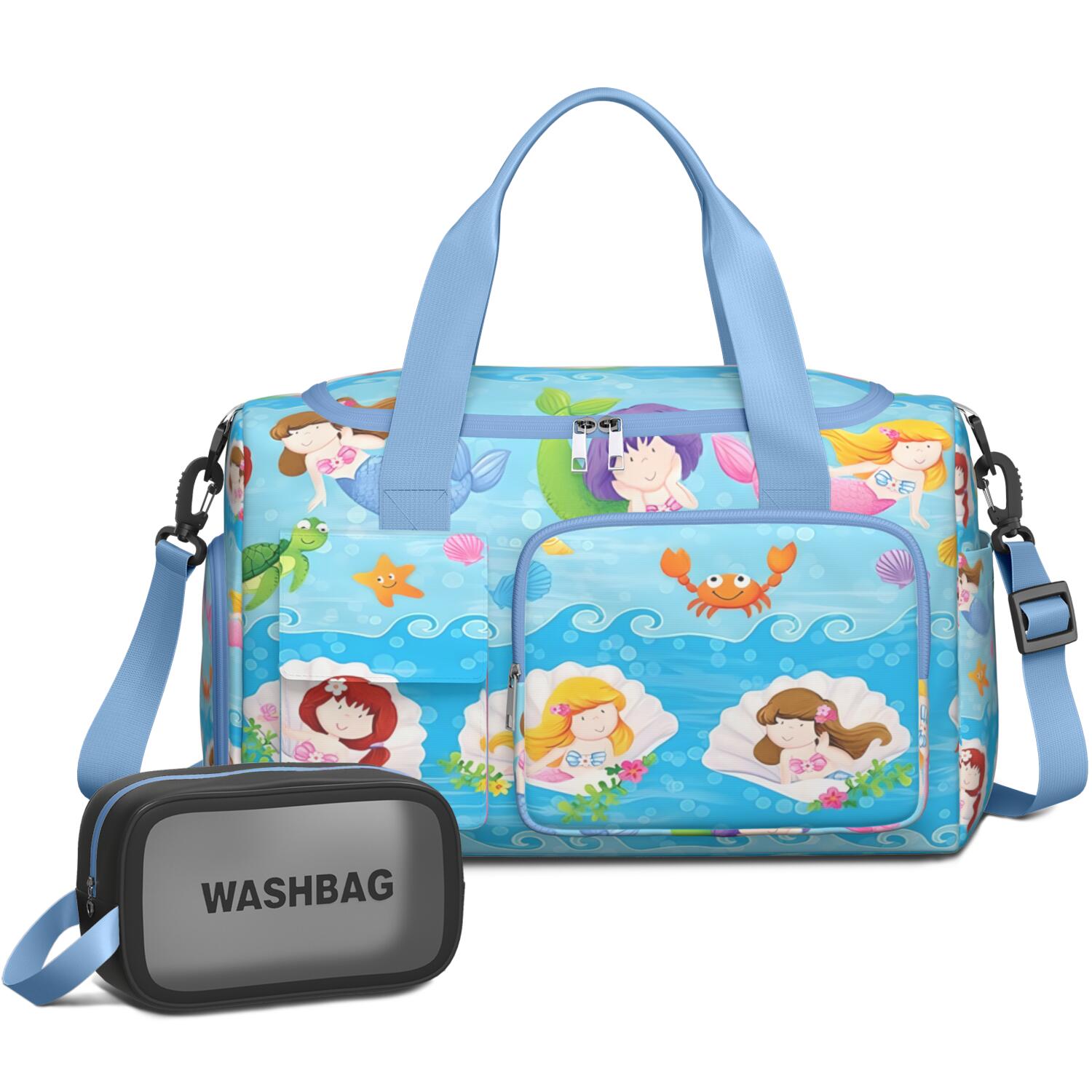 Women Men Gym Bag,Mermaid Princess Sea Pattern Small Duffle Bag Spend ...