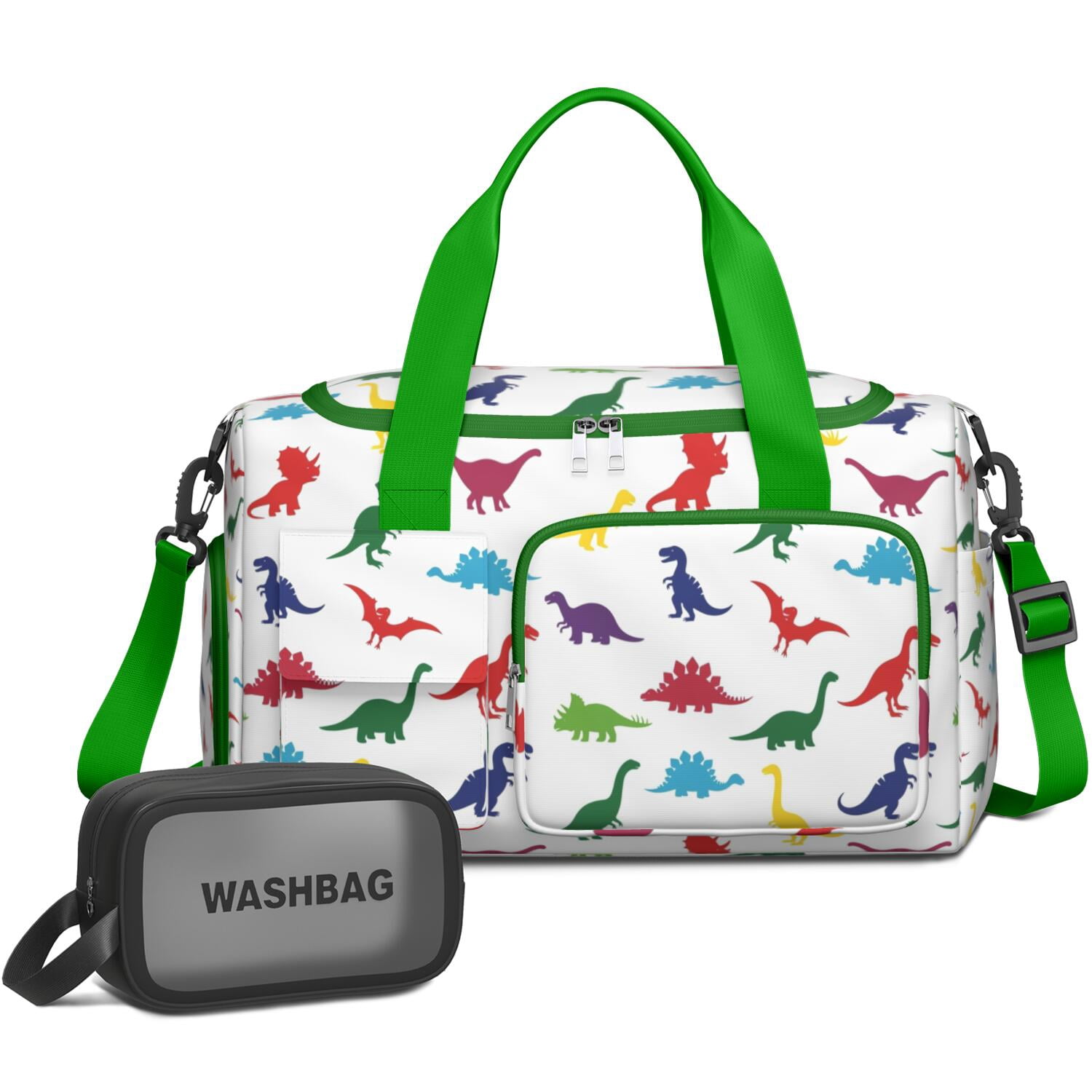 Women Men Gym Bag,White Colorful Dinosaurs Silhouette Pattern Small ...