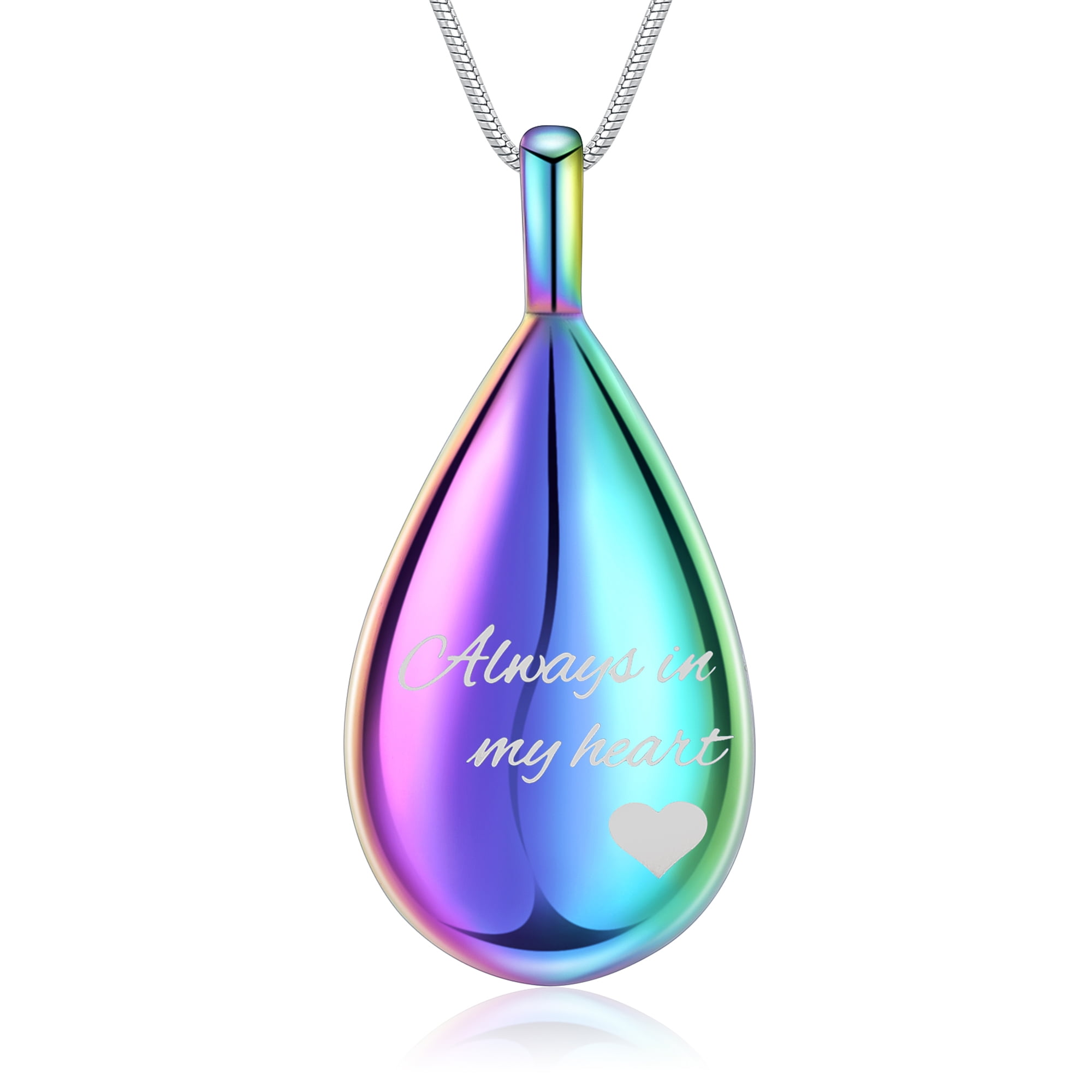 Women Men Keepsake Teardrop Pendent for Ashes and Chain Memorial ...