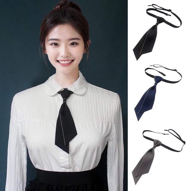Women Men Neck Tie Adjustable Elastic Band Solid Color Graduation Bow ...