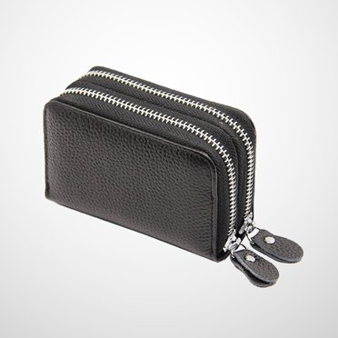 DEFNES Men Genuine Leather RFID Anti-scanning Anti-Theft Zipper Wallet ...