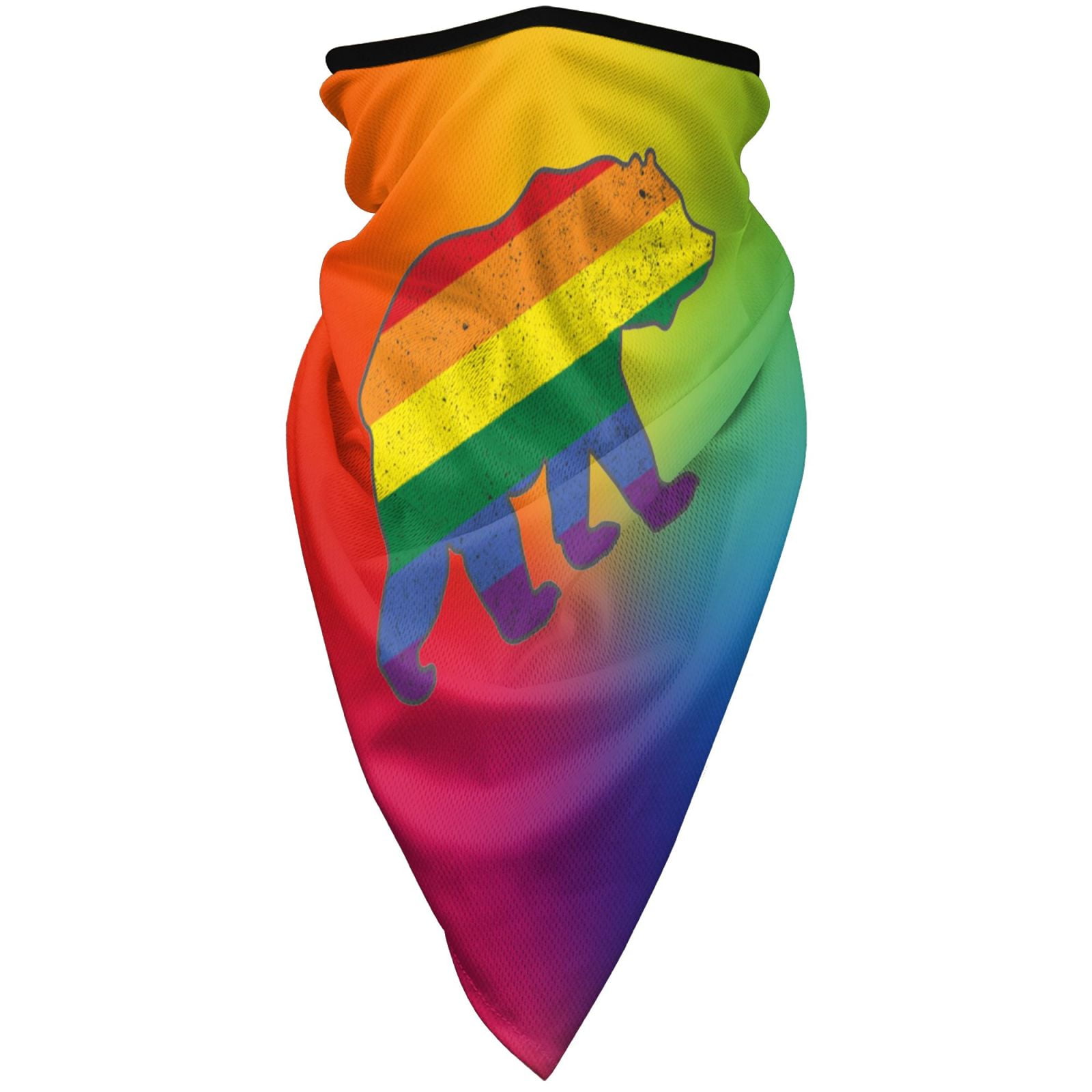 Women Men Rainbow Pride Flag With Gay Bear Neck Gaiter Balaclava Quick ...