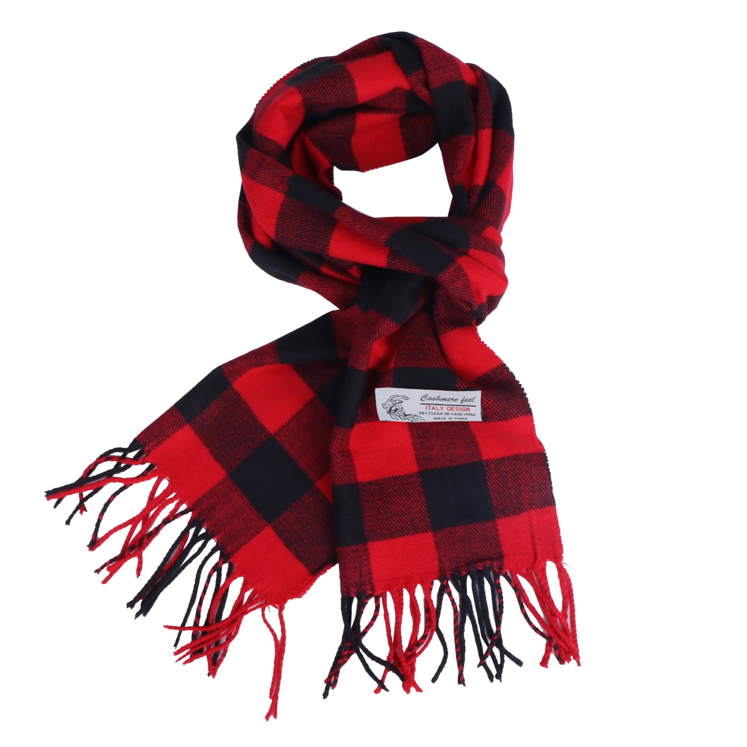 Red/Black Lightweight Buffalo Check Plaid Scarf for Men and Women with ...