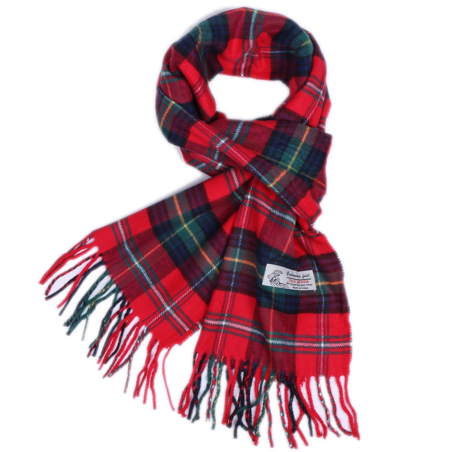 Unisex Red Plaid Christmas Scarf, Lightweight Cashmere Feel, Ideal for ...