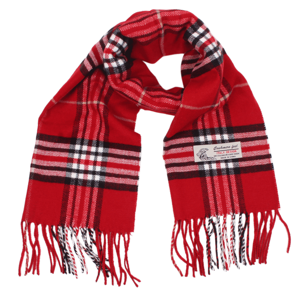 TZ Promise Women Men Red Plaid Scarves Classic Warm Soft with Fringes ...