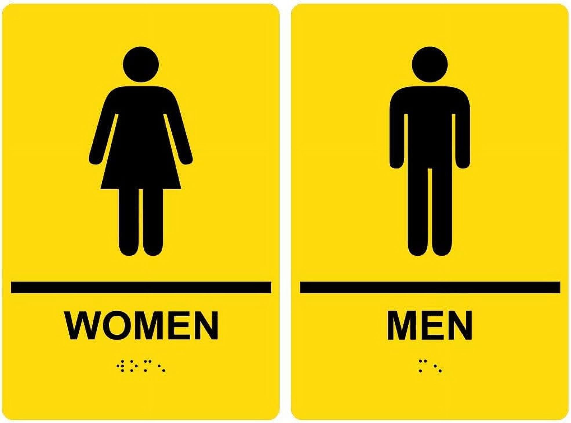 Women Men Restroom Sign Set, ADA-Compliant Braille And Raised Letters ...