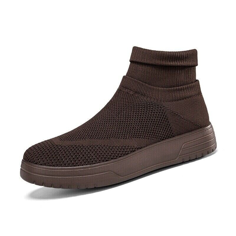 Women Men Sneakers Breathable Sock Shoes Slip on Mesh High Top Casual ...