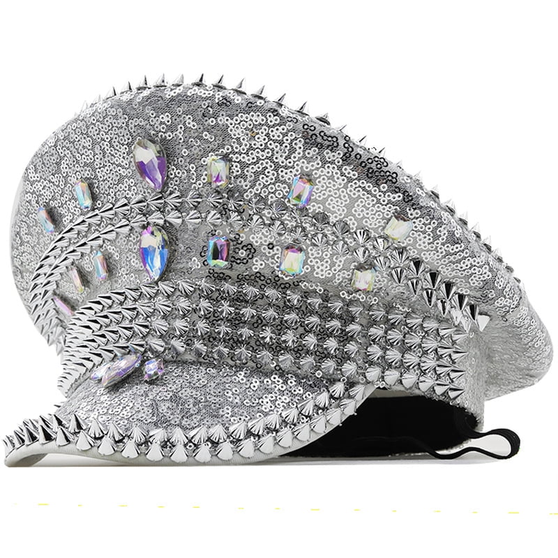 Women Men Steampunk Military Hat Captain Cap For Lady Sergeant Bridal ...