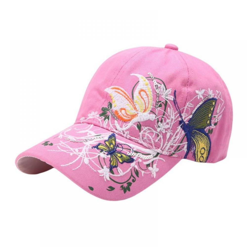 Women Men Summer Baseball Cap Curved Sequins Butterfly Embroidery ...