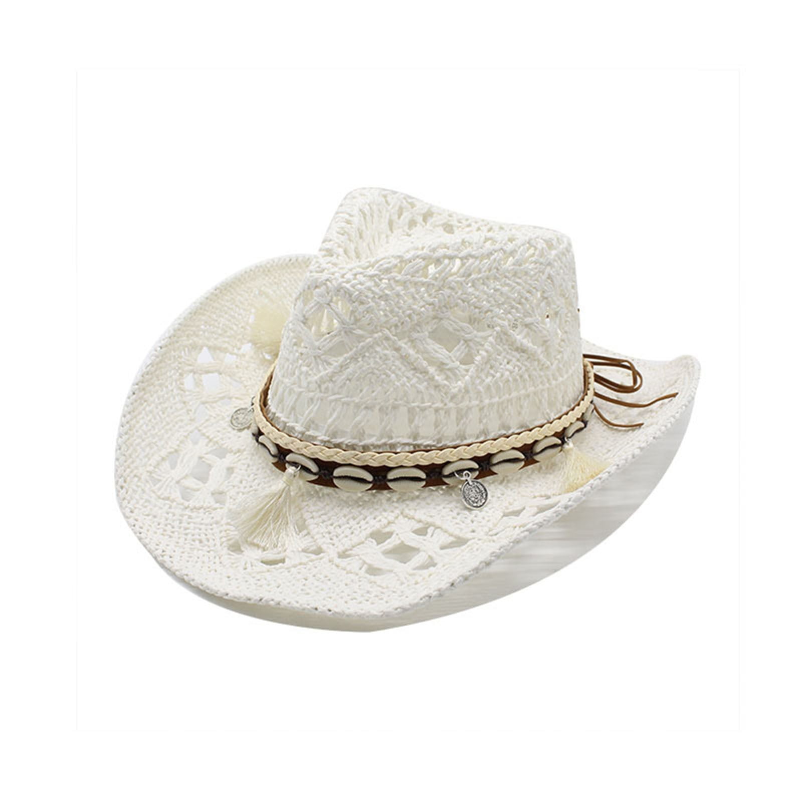 Women Men Summer Western Cowboy Hat Shapeable Straw Hat Hollowed Out ...