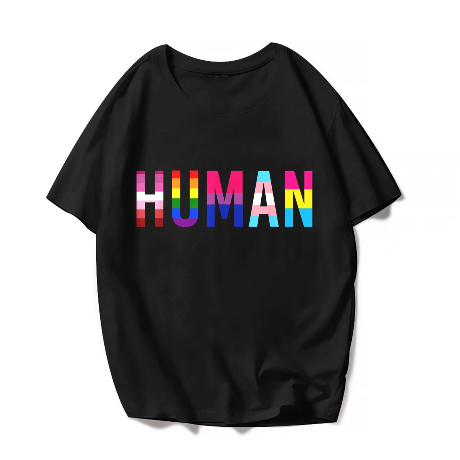 Women Men Tops LGBTQ Human Gay & Lesbian Rainbow Pride Flag T-Shirt ...