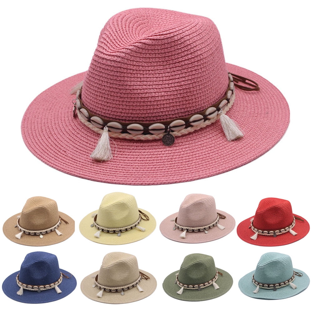 Women Men’s Cowboy Hat Western Summer Straw Hat for Girls with Wide ...