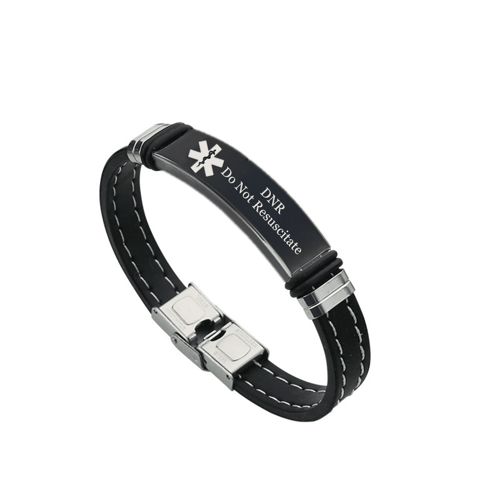 Women Men's Medical Alert DNR Silicone Bracelet Personalized Engraved ...