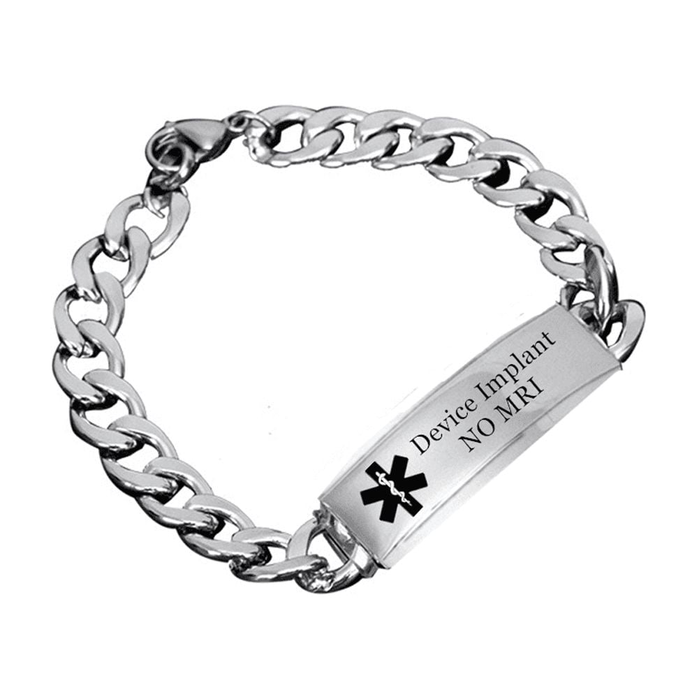 Women Men's Medical Alert No MRI Bracelet Personalized Medic ID ...