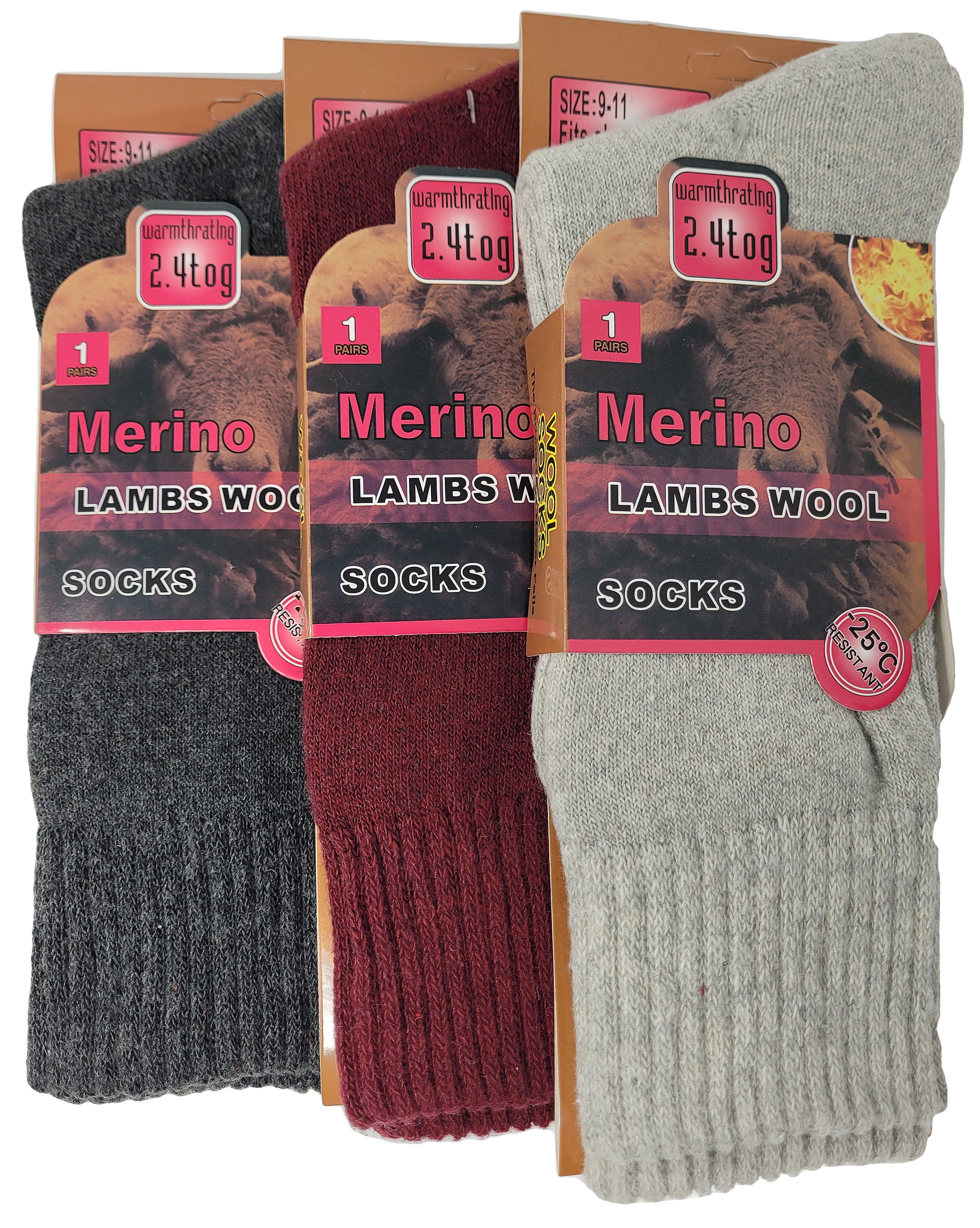 Women Merino Lamb Wool Socks, Thermal Heavy Duty Warm Winter Socks, 3 ...