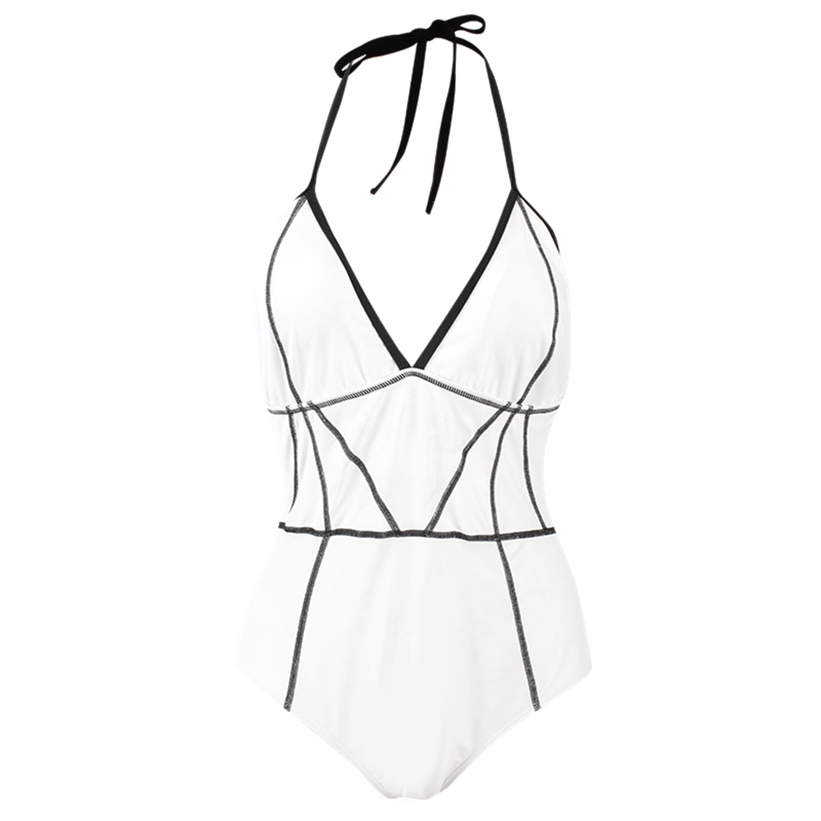 Women Monokin Striped Hawaii Swimwear Padded Bathing Suit Monokini Lady