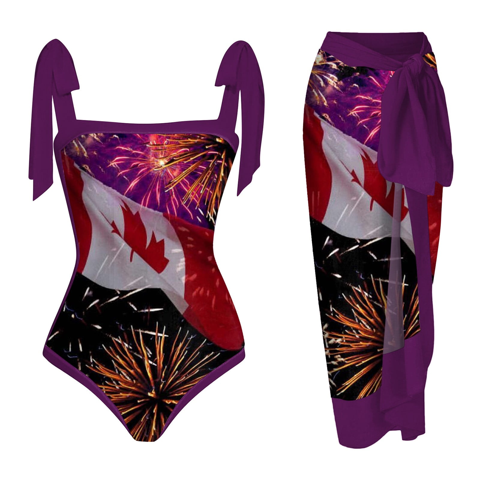 Women Monokini Bathing Suit High Waist Slim Fit Flag Swimsuit Retro Print Swimwear Women One