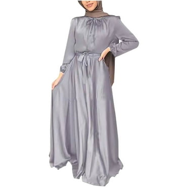 jsaierl Womens Muslim Open Front Chiffon Maxi Cardigan Abaya Robe Kaftan Loose Dress Head Wrap ...