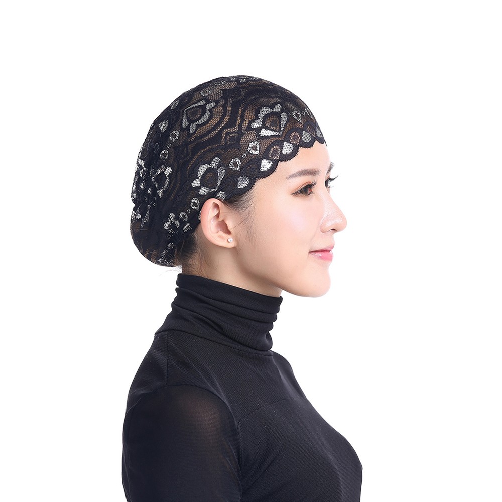 Women Muslim Lace Inner Cap Hijab Underscarf Bonnet Hat Lady Head Scarf ...
