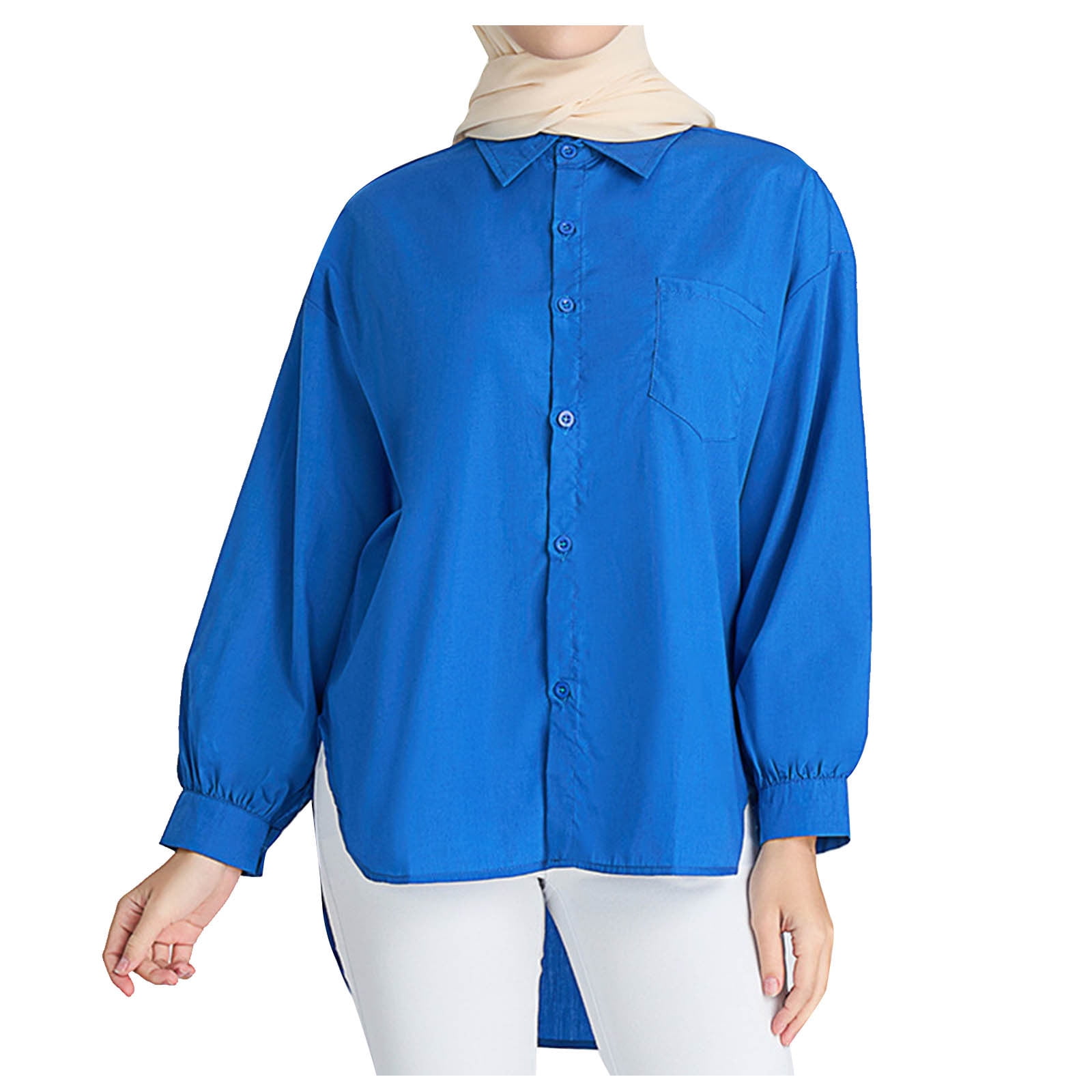 Women Muslim Long Shirts, Middle East Oversized Button Down Long Sleeve ...