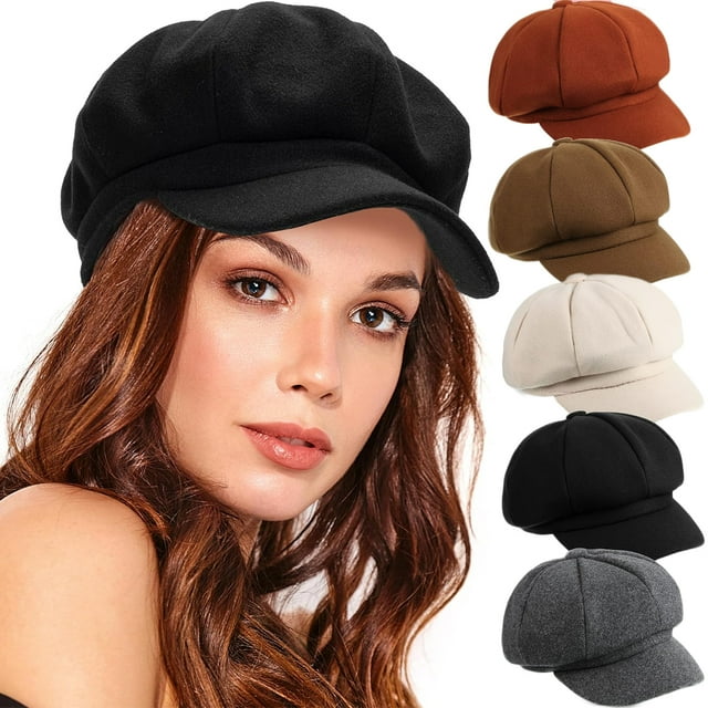 Women Newsboy Cap Warm Wool Visor Beret Hats Soft Newsboy Hats for ...