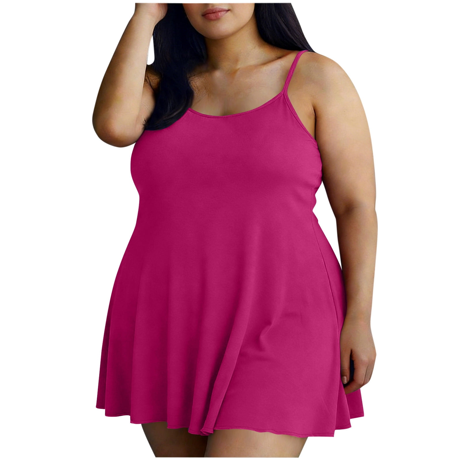 Women Nightgown with Built in Bra Plus Size Spaghetti Strap Sleep Dress ...