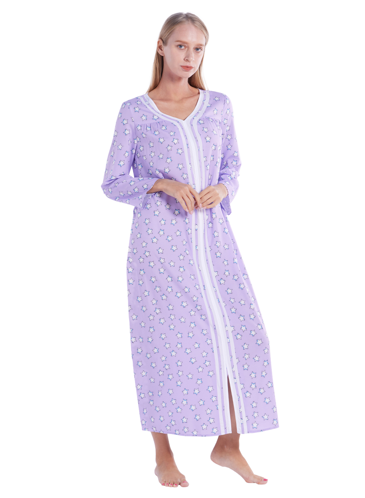Women Nightgowns Deep V Neck Sleepwear Loungewear,Floral Print House ...