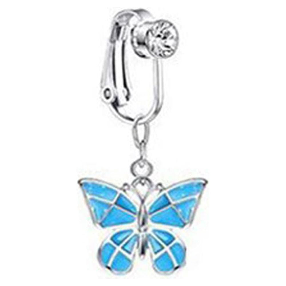 Women Non Piercing Clip On Earrings Belly Button Ring Butterfly Navel ...