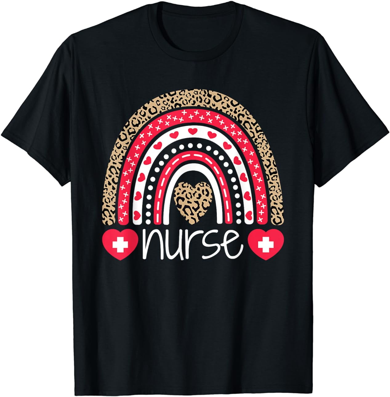 Women Nurse Tee Nurses Week Rainbow Leopard School Nurse Day T-Shirt ...