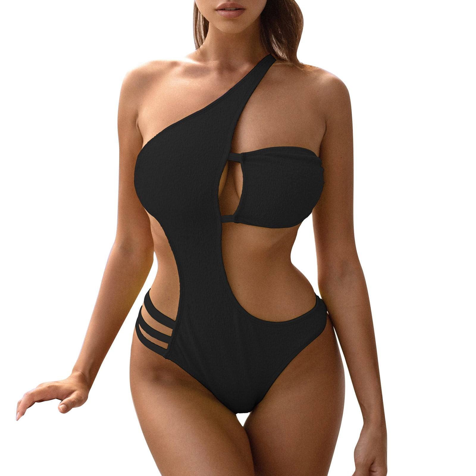 Women One Piece Monokini Body Suits One Shoulder Bikini Sexy Irregular