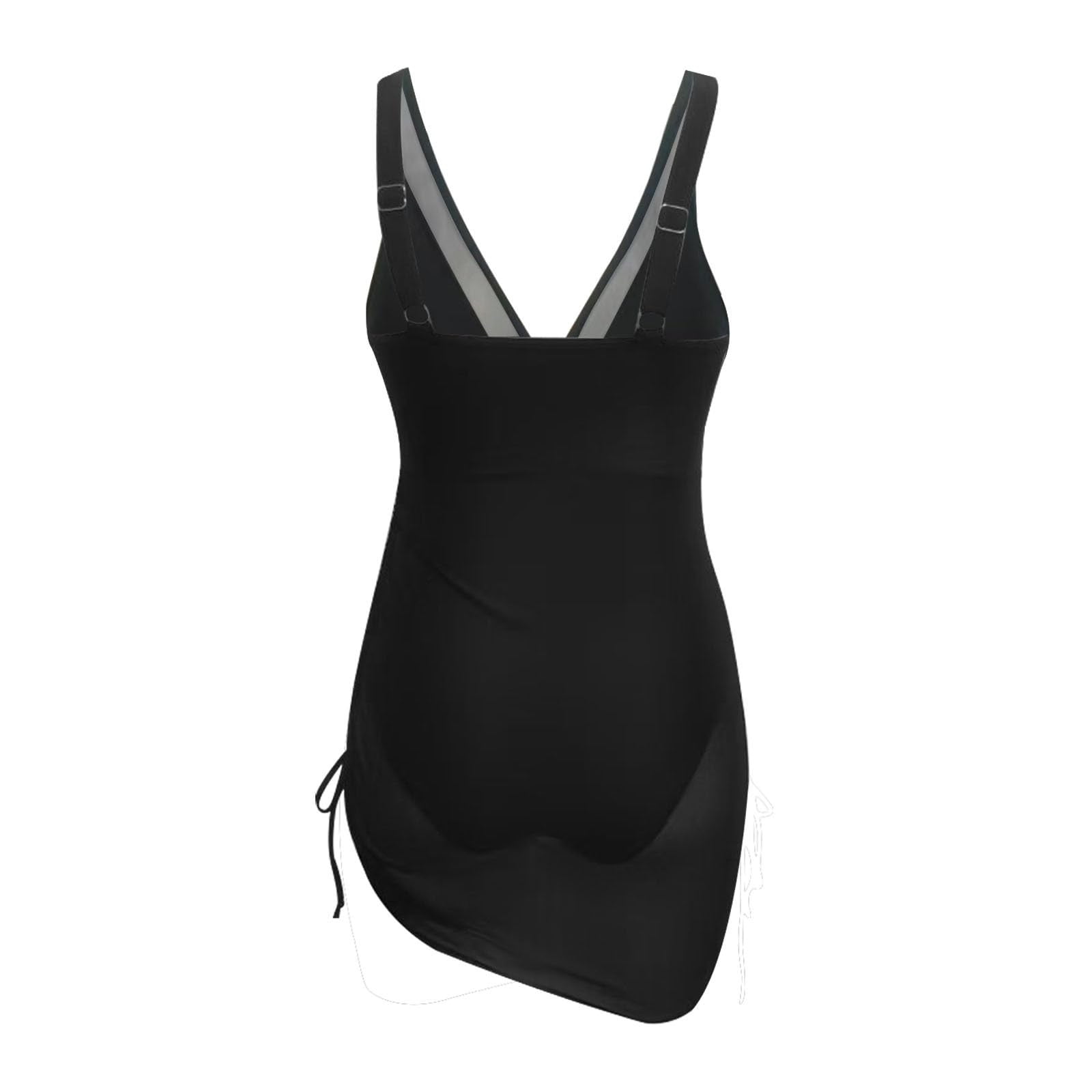 Women One Piece Swim Dress Tummy Control Swimsuits Slimming Mesh Sheer ...