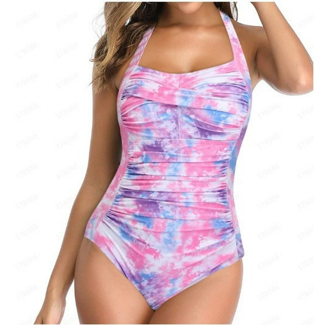 Women One Piece Swimsuits Floral Print Swimsuits Sexy Back Biknin