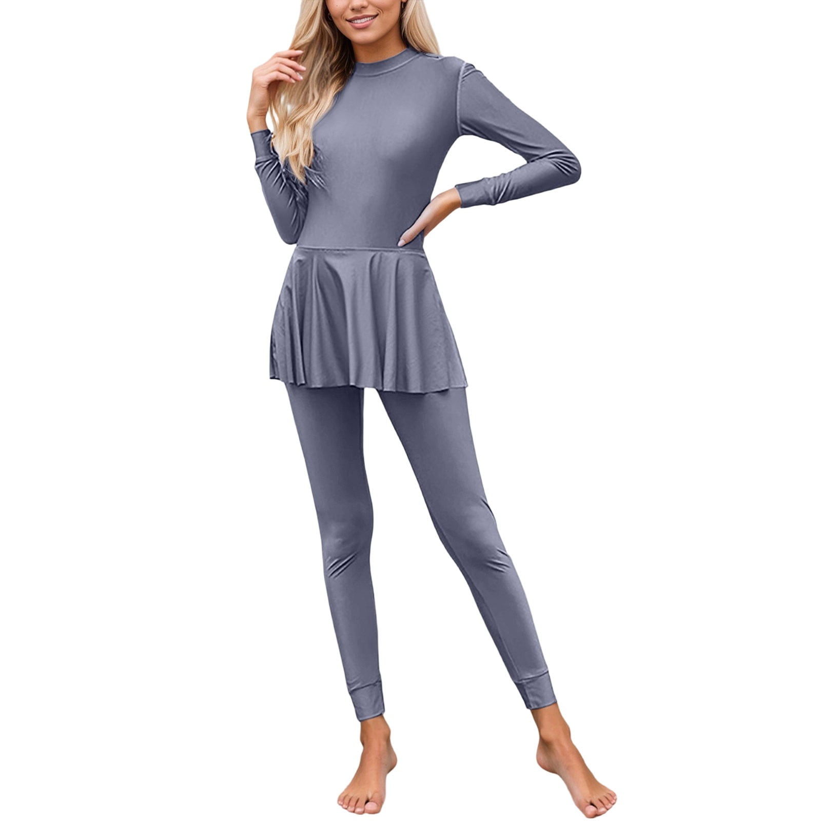 Women One-Piece Swimwears Bathing Suit For Full Coverage Long Sleeve ...