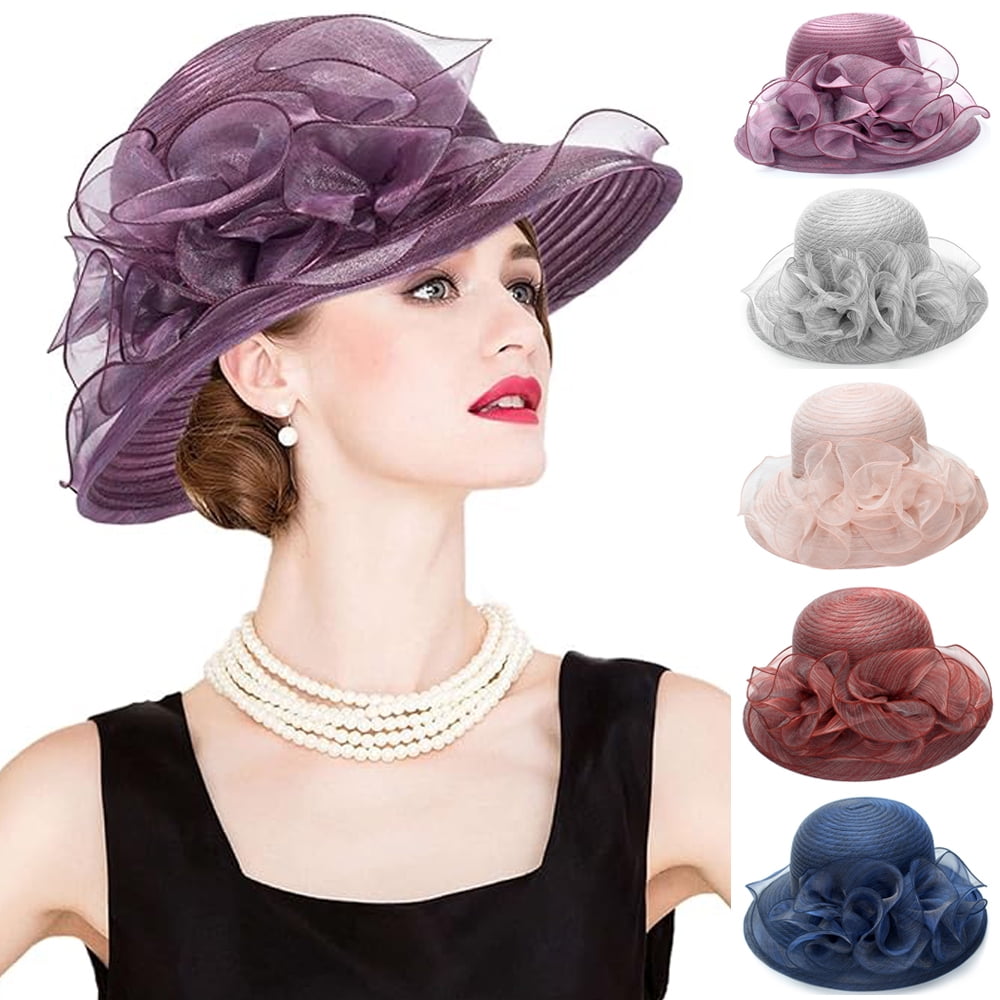 Women Organza Derby Sun Hat,Kentucky Fascinator Cocktail Tea Party Hat ...