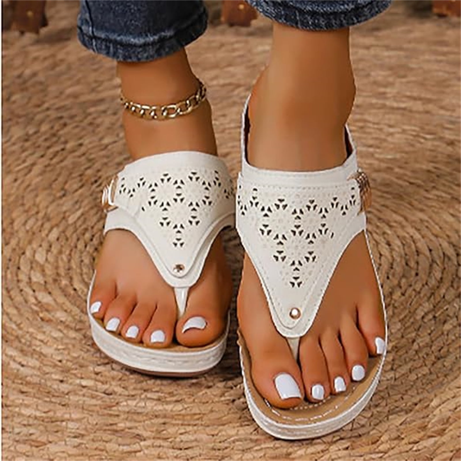 Women Orthotic Slides Comfortable Orthopedic Thong sandals Dressy Summer Wide Width Walking ...